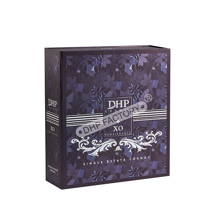 Rigid 2 Bottle Wine Gift Box Cardboard XO Wine Glass Gift Box Sleek Design